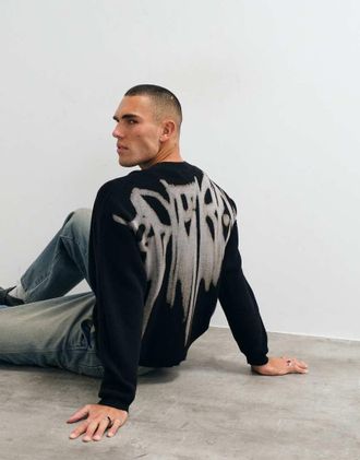 Weekday Pull oversize avec imprim&eacute; Energy au dos - Noir