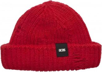 GCDS Gerippte Umschlagm&uuml;tzen-M&uuml;tze - - Accessories - Damen - Rot - ONE SIZE