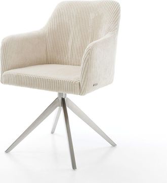 DELIFE Esszimmerstuhl Greg-Flex Cord Beige Kreuzgestell breit Edelstahl Taschenfederkern, Esszimmerstühle