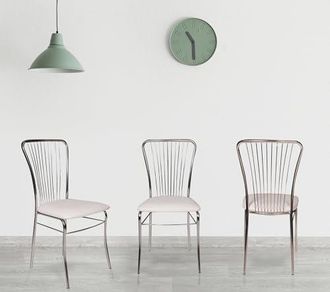 Dmora Moderner Stuhl aus Kunstleder, f&uuml;r Esszimmer, K&uuml;che oder Wohnzimmer, cm 54x45h93, wei&szlig;e Farbe