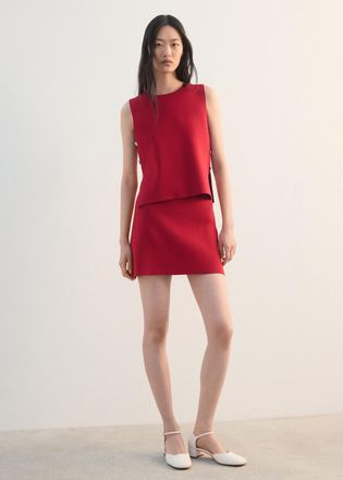 Mango Jupe courte maille rouge - Femme - XS - MANGO