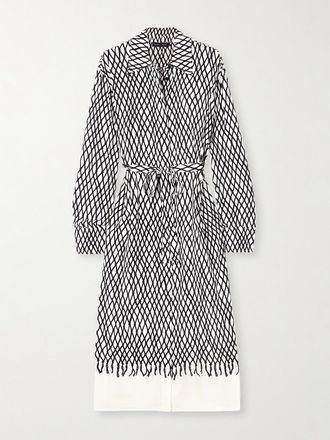 Proenza Schouler Bailey Midikleid Aus Bedrucktem Cr&ecirc;pe Mit Bindeg&uuml;rtel - Grau