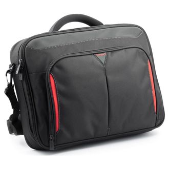 Targus Classic+ Clamshell Laptoptasche 15,6 Zoll, robuste Umh&auml;ngetasche mit Sicherheitsriemen f&uuml;r Notebooks, Business Tasche mit gepolstertem Griff - Schwarz