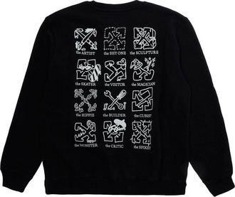 Off-white Logo-Printed Cotton Crewneck Sweater - Black