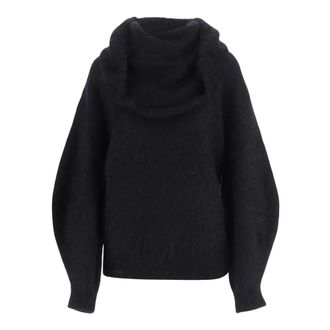 The Garment Stretch Mohair-Mischung Pullover mit Drapierter Neckline - - Knitwear - Damen - Schwarzk - 3XS