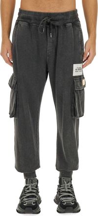 Dolce & Gabbana Logo Cotton Joggers - Gray