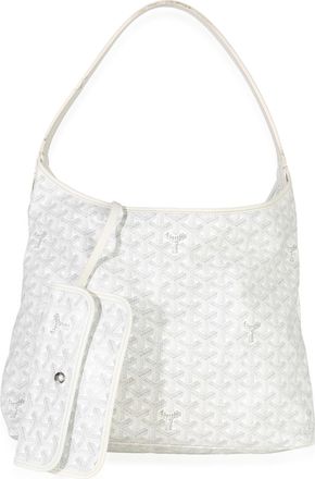 Goyard White Goyardine Canvas Boheme Hobo