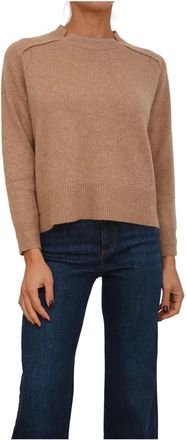 Nenette Femme, Pulls, Brun, Taille: 44 FR Maglia Girocollo Cachemere Blend Cammello