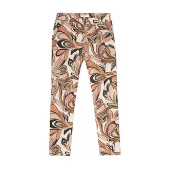Summum Elegante florale Lederhose - - Trousers - Damen - Mehrfarbig - M