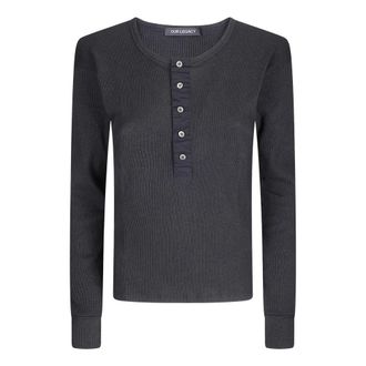 Our Legacy Gentle Henley Langarmshirt - - Tops - Damen - Grau - M