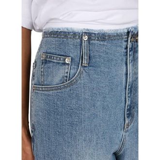 Tibi Short &agrave; bords effiloch&eacute;s en denim de coton