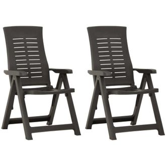 vidaXL Chaises inclinables de jardin lot de 2 Plastique Anthracite vidaXL