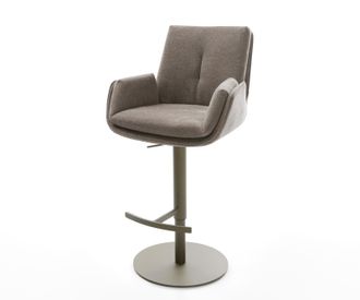 DELIFE Barstuhl Clea-Flex Strukturstoff Soft Taupe Drehfu&szlig; h&ouml;henverstellbar Metall Titanfarben, Barst&uuml;hle