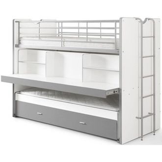 M&S Collection M&s - Lits superpos&eacute;s 3 couchages 90x200 cm blanc et gris - assia