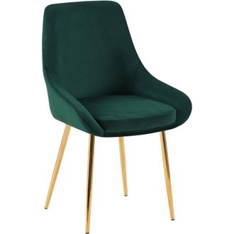 Clp Chaise de salle &agrave; manger Elmira velours Vert m&eacute;tal or