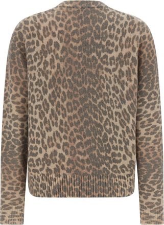 Ganni Leopard-Print Intarsia Sweater - cream