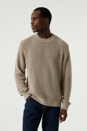 Garcia Rundhalspullover Garcia Herren Pullover Waffelstrick - Taupe (1-tlg)