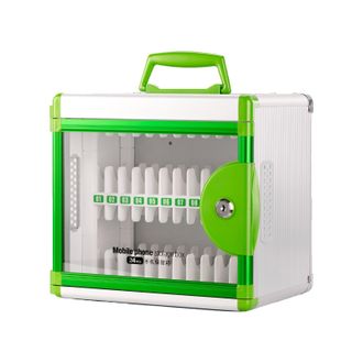 Generic Handy-Aufbewahrungsbox mit 24 F&auml;chern, Handygarage Schule, mit Tragegriff, B&uuml;ros, Fitnessstudios und Fabriken(Green,Small)