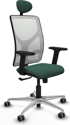 Piqueras y Crespo B&uuml;rostuhl, gr&uuml;n, mit 2D-Armlehnen, h&ouml;henverstellbarer Lendenwirbelst&uuml;tze und festem Kopfteil, ausgestattet mit Sincro 3 Positionen und Schneideschaum,