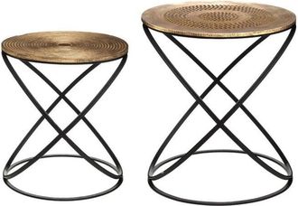 Atmosphera Atmosphera - Lot de 2 Tables dAppoint Jorda 45cm Noir & Cuivre