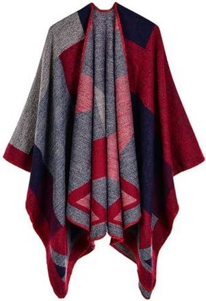 Generic Poncho Femme Hiver Chaud Chale Femme Hiver Chaud Cape Femme Effet enveloppant Poncho Mode Oversize Sans Manches Superposition Chic