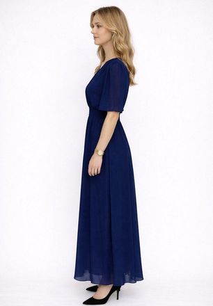 Elara Maxikleid Damen Maxikleid mit V-Ausschnitt, Fl&uuml;gel&auml;rmeln und gesmokter Taille (1-tlg)