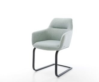 DELIFE Schwingstuhl Pejo-Flex Stripes Mint Freischwinger flach Schwarz, Esszimmerst&uuml;hle