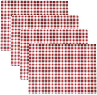 Benson Mills Kork-Tischsets 4er-Set, Dicke für Küche und Esstisch, Leicht zu Reinigen (30,5 x 40,6 cm, Rechteckig, Gingham-Karo-Rot)
