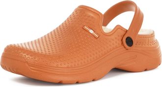 Eagsouni Clogs Hausschuhe Gefüttert Herren Damen Winter Gartenschuhe Wasserdicht Gartenclogs Warme Pantoletten rutschfeste, Orange, 40 EU