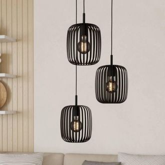 Eglo [GEBRAUCHT] B-Ware Eglo Hängeleuchte Romazzina Hängelampe Deckenlampe ø 46 Cm Schwarz 3 Flg. St36