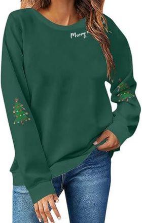 Generic Ydsxlp Pull de Noël à manches longues pour femme - Imprimé « Merry Christmas » - Tendance et décontracté - Col rond - Coupe ample - Pull de Noël, B-ve