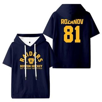 Generic Heated Rivalry Rozanov 81 Merch T-shirts &agrave; capuche unisexe &agrave; manches courtes V&ecirc;tements d&eacute;contract&eacute;s, bleu marine, L