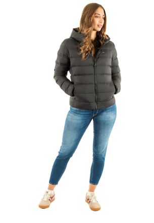 Tommy Jeans Damen Tjw Slim Hood PRNT Down Jckt EXT Dw0dw21617 Pufferjacke, Black (Black), XL EU