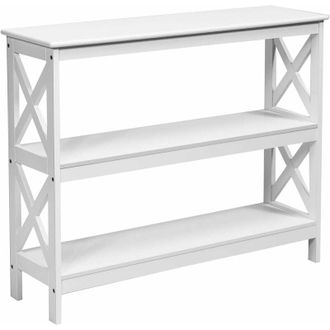 Costway Table de Console &agrave; 2 &Eacute;tag&egrave;re 100 x 33 x 80 CM Bout de Canap&eacute; Style Industriel pour Salon, Entr&eacute;e, Blanc