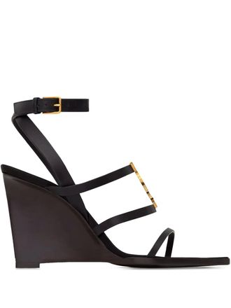 Saint Laurent Cassandra Wedge-Sandalen mit Riemen 90mm - Schwarz