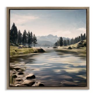 Stupell Industries My Hideaway Pond Ripples Leinwandbild, gerahmt, Design von Kim Allen, 45,7 x 45,7 cm, Grau