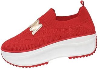 Generic Chaussures &agrave; enfiler en maille respirante pour femme - &Eacute;l&eacute;gantes - Couleur unie - Semelle &eacute;paisse - Confortables - D&eacute;contract&eacute;es - Chaussures compens&eacute;