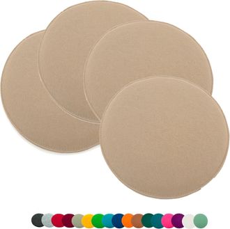 Heimtexland 4er Pack Sitzkissen Filz Stuhlkissen Bodenkissen Polster Stuhlauflage Indoor Outdoor Kissen rund Typ631 Filzkissen Sand 35x35 cm 4 Stück
