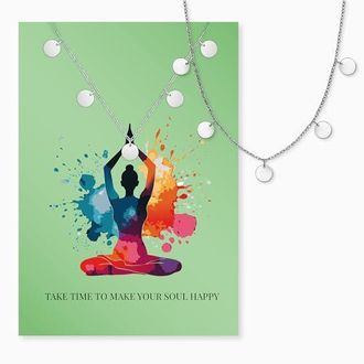 Engelsrufer Carte de voeux Happy Soul avec collier en acier inoxydable argenté - Cadeau pour homme de coeur - Carte avec message positif & chaîne