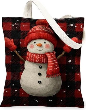 Generic Sacs fourre-tout en toile motif bonhomme de neige, r&eacute;utilisables, confortables, festifs, l&eacute;gers et lavables, 33 x 38 cm