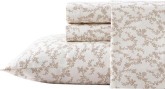 Laura Ashley Home - Queen-Size-Bettlaken, Baumwoll-Flanell-Bettw&auml;sche-Set, geb&uuml;rstet f&uuml;r zus&auml;tzliche Weichheit und Komfort (Victoria, Queen)
