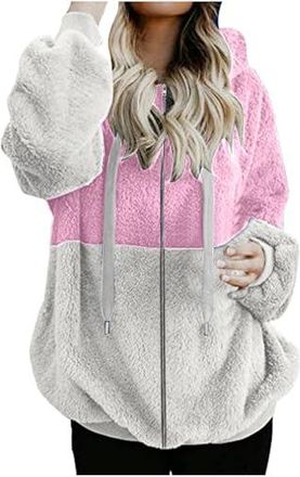 Generic Sweat &agrave; Capuche &agrave; Manches Longues pour Femme, col Haut, Thermique, &agrave; Capuche pelucheuse pour lhiver, lautomne 2026, E-858 Rose, M