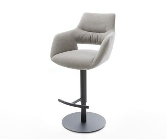 DELIFE Barstuhl Yago-Flex Strukturstoff Soft Grau Drehfu&szlig; h&ouml;henverstellbar Metall Schwarz Taschenfederkern, Barst&uuml;hle