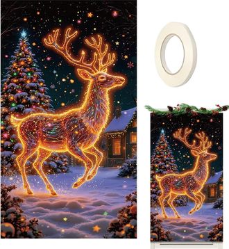 Generico Weihnachtsabdeckung f&uuml;r die Eingangst&uuml;r, 178 x 89 cm, Fluoreszierendes Schild, Hintergrund f&uuml;r Party, Weihnachten, f&uuml;r, Haus, Innen- und Au&szlig;enbereich