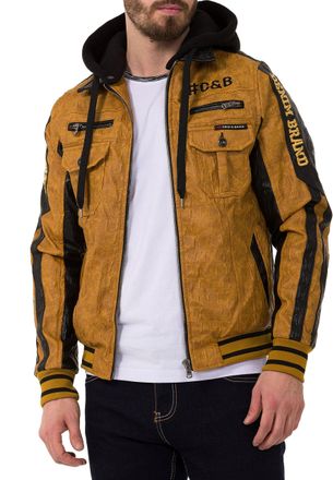 Cipo & Baxx Herren Jacke CJ284 Mustard - Stylische &Uuml;bergangsjacke im Modernen Streetwear Look mit Rei&szlig;verschluss, Taschen & Stehkragen - L&auml;ssige Freizeitjacke f&uuml;r