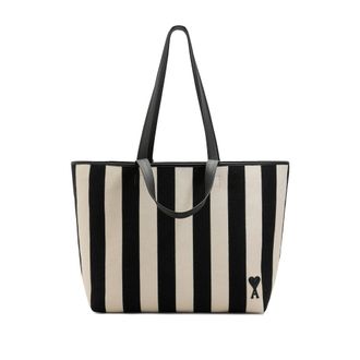 Ami Large Ami De Coeur Striped Tote Bag
