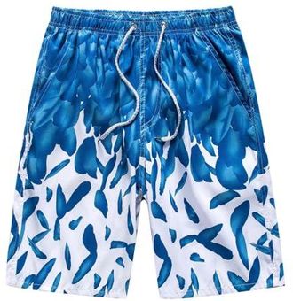 Generic Maillot de bain pour homme Short de bain d&eacute;t&eacute; pour homme Short imprim&eacute; avec poche &agrave; cravate, bleu clair, XXL