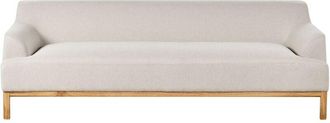 Beliani 3-Sitzer Sofa Hellbeige Stoffbezug mit Armlehnen Niedriger R&uuml;ckenlehne Tiefer Sitzfl&auml;che Hohen Holzbeinen Skandi Wohnzimmer Stoffsofa