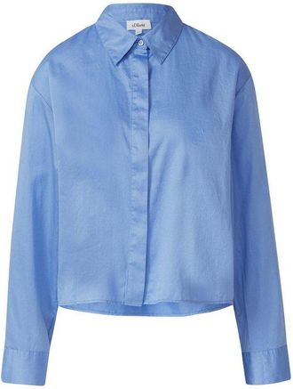 s.Oliver Langarmbluse Bluse Verk&uuml;rzte Bluse mit verdeckter Knopfleiste