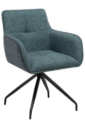Novel Armlehnstuhl, T&uuml;rkis, Metall, Textil, Drehkreuz, 63x84x62 cm, Stoffauswahl, Sitzfl&auml;che 360&deg; drehbar, inklusive Armlehnen, Gestellauswahl, Esszimmer, S